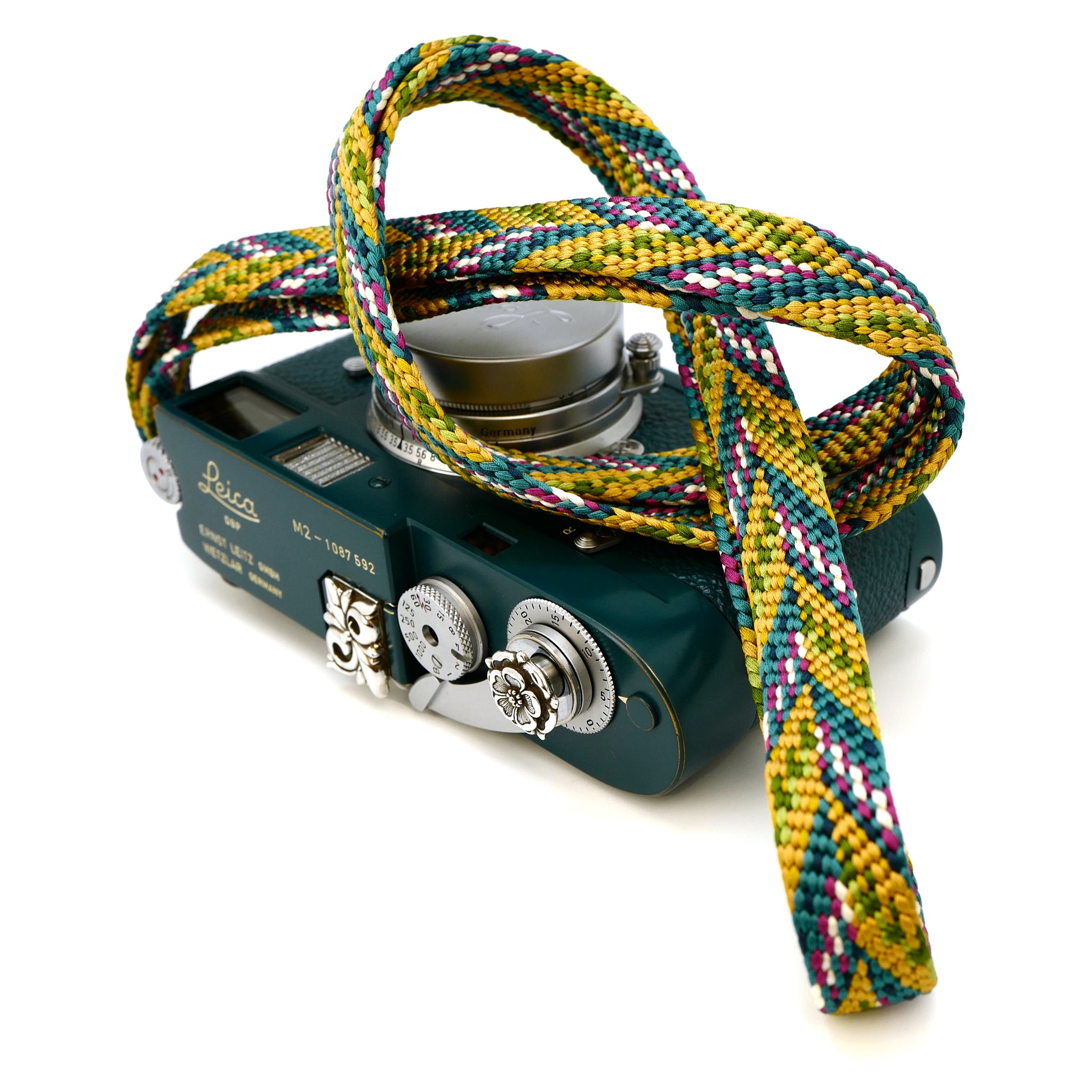[Ready-made] Camera Strap / Hand braiding Silk Kumihimo/ Gold and Cari ...